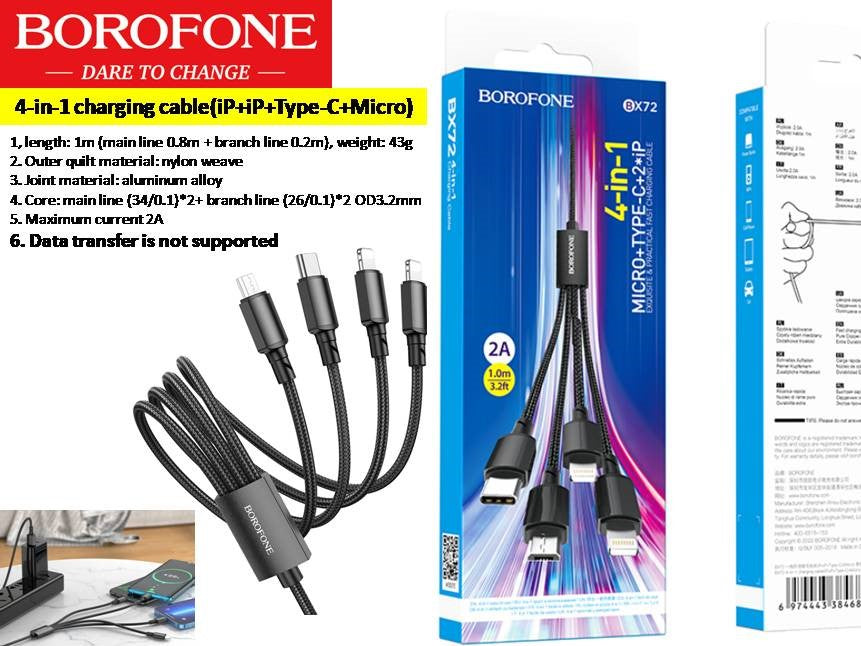 BX72 4-in-1 charging cable(iP iP Type-C Micro) – Payless Lifestyle