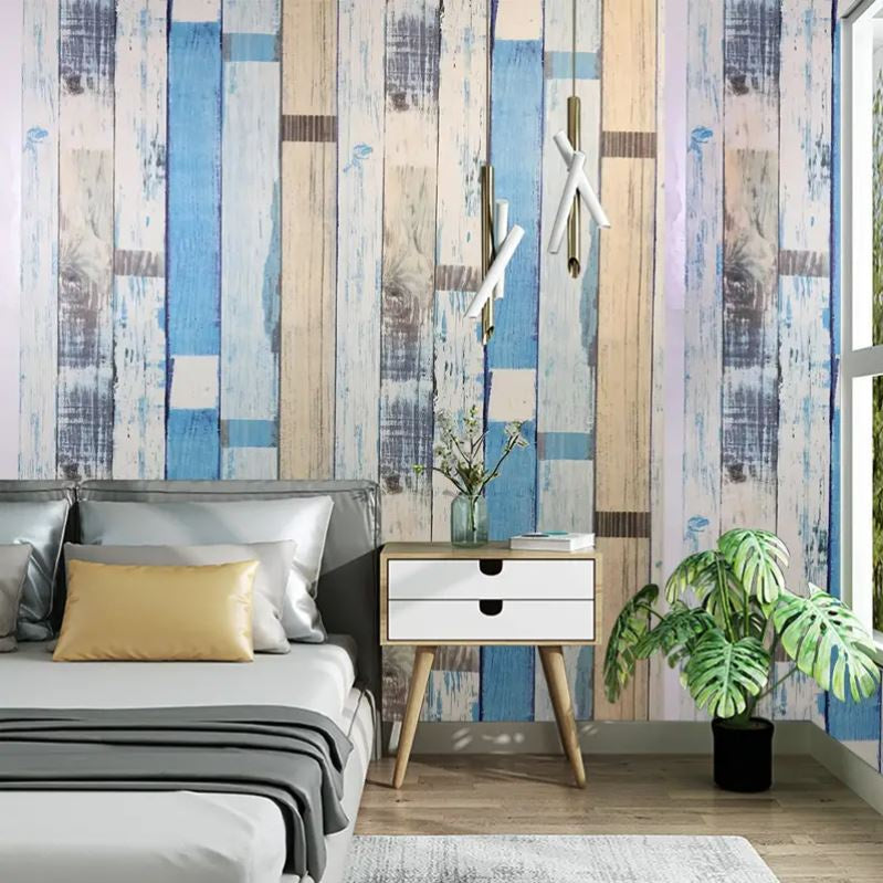 Self-Adhesive PVC Wall Paper/ Cupboard Liner, Blue Wood Grain, 45cm (S ...
