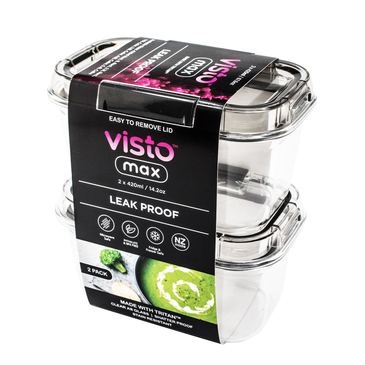 Visto Max 420ml Food Storage Container – Twin Pack (Charcoal) – Payless ...